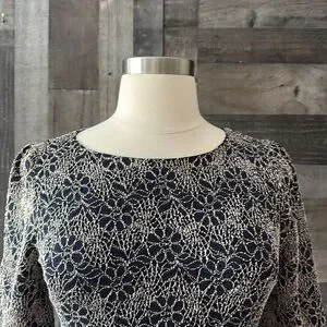 Dresses | Nwt Candalite Navy Gold Floral Midi Dress Large Dark Feminine ...